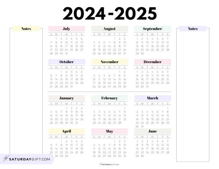 School Calendar Template - 17 Cute Printable Academic Calendars 2024/25