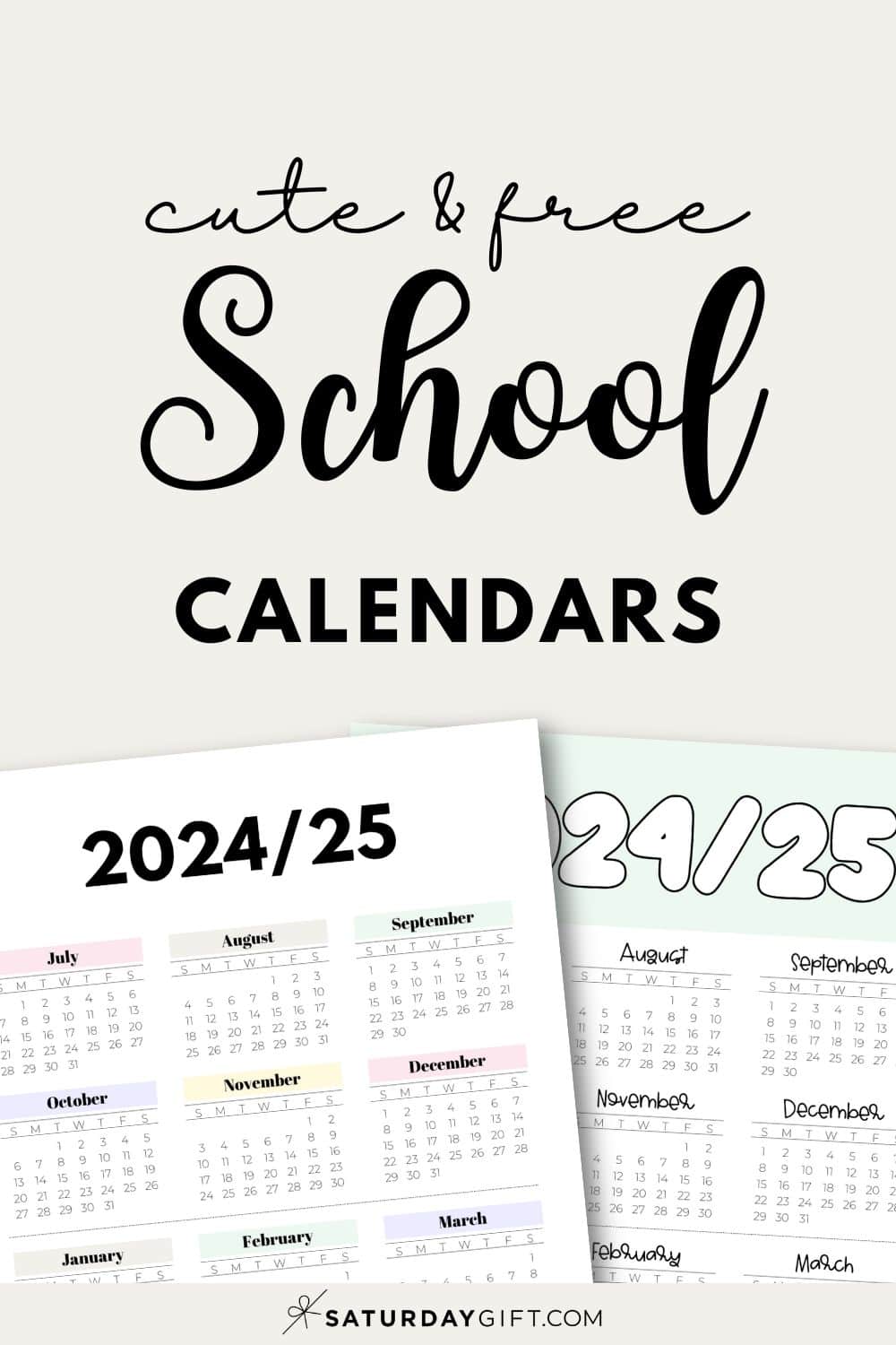 School Calendar Template - 17 Cute Printable Academic Calendars 2024/25