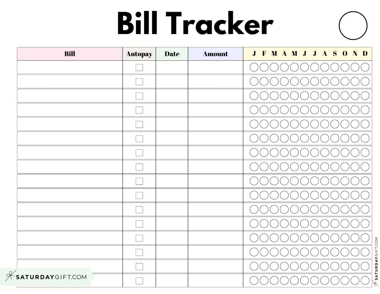 Bill Organizer Template - 39 Cute & Free Printable Bill Trackers