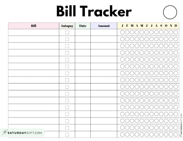 Bill Organizer Template - 39 Cute & Free Printable Bill Trackers