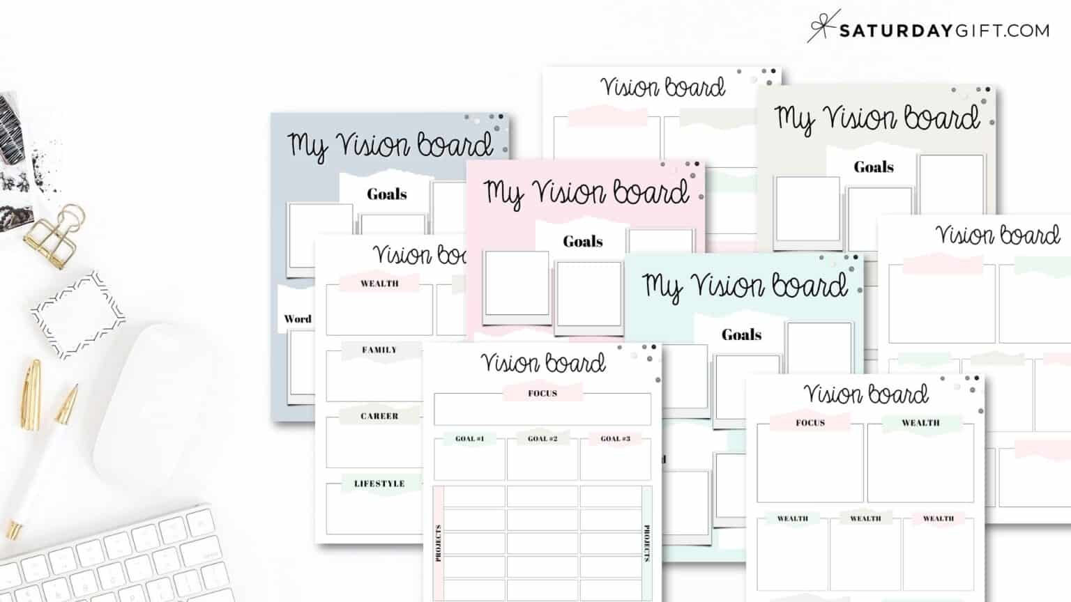 Vision Board Template - 27 Cute (&Free) Dream Board Printables