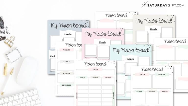 Vision Board Template - 27 Cute (&Free) Dream Board Printables