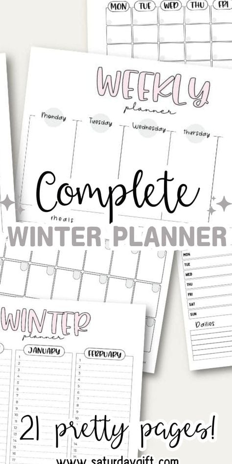 Winter Planner - 21 Pages - Cute & Free Printables