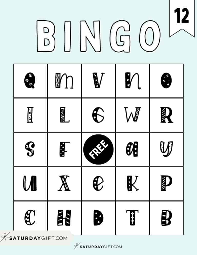 Alphabet Bingo Printable - Cute & Free ABC Bingo Cards | SaturdayGift