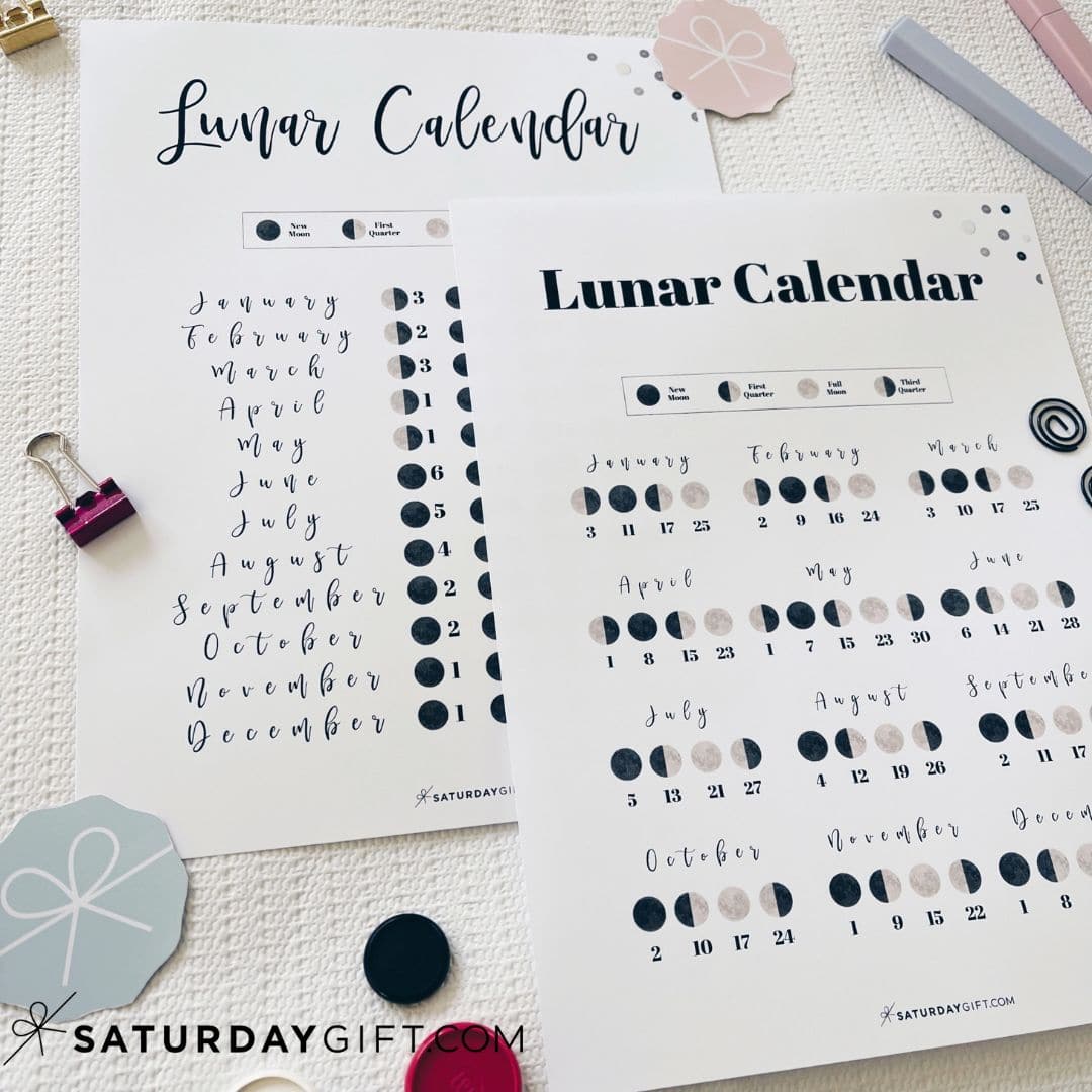 Moon Phase Calendar - Cute & Free Printable 2024 Lunar Calendar