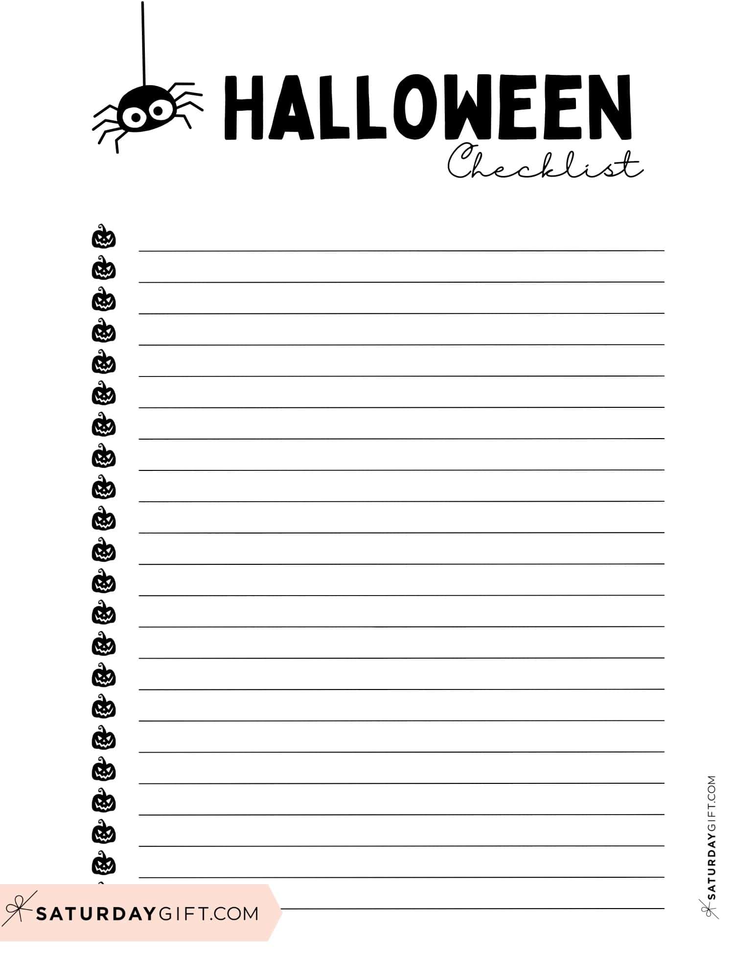 Complete Halloween Checklist - Free Printable Planner