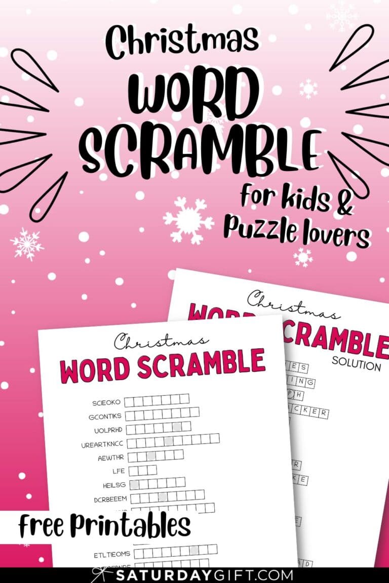 Christmas Word Scramble - Cute & Free Printable | SaturdayGift