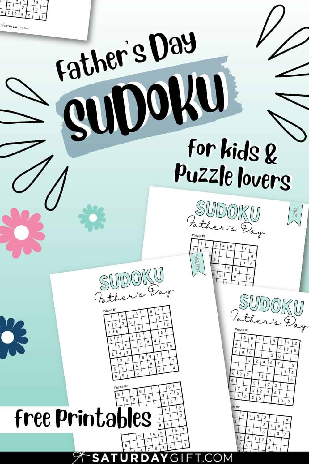 Father's Day Sudoku Puzzles - Cute & Free Printables | SaturdayGift