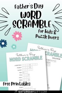 Father's Day Word Scramble - Cute & Free Printable | SaturdayGift