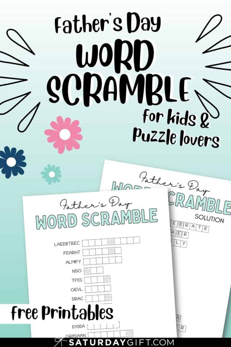 Father's Day Word Scramble - Cute & Free Printable | SaturdayGift