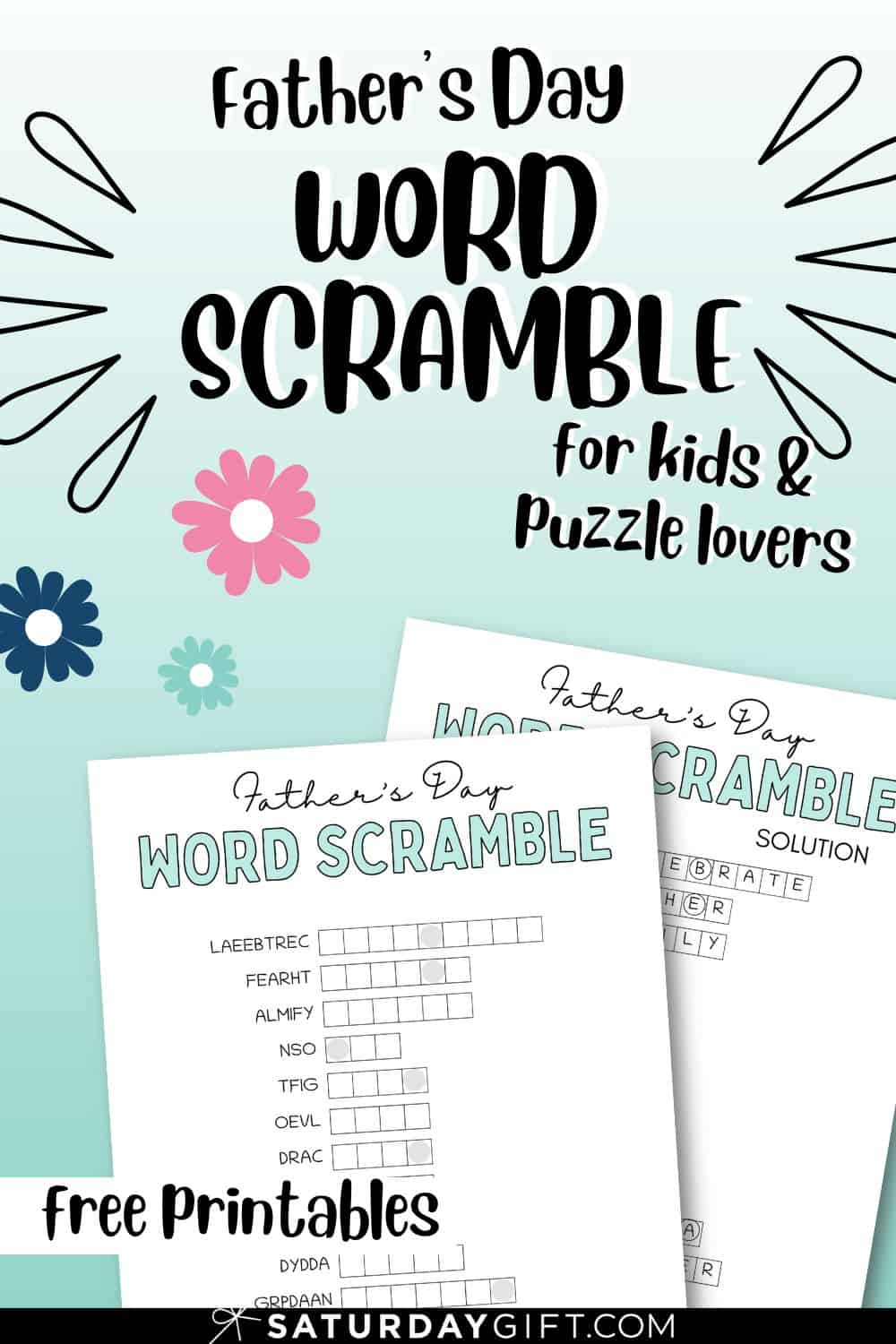 Father's Day Word Scramble - Cute & Free Printable | SaturdayGift