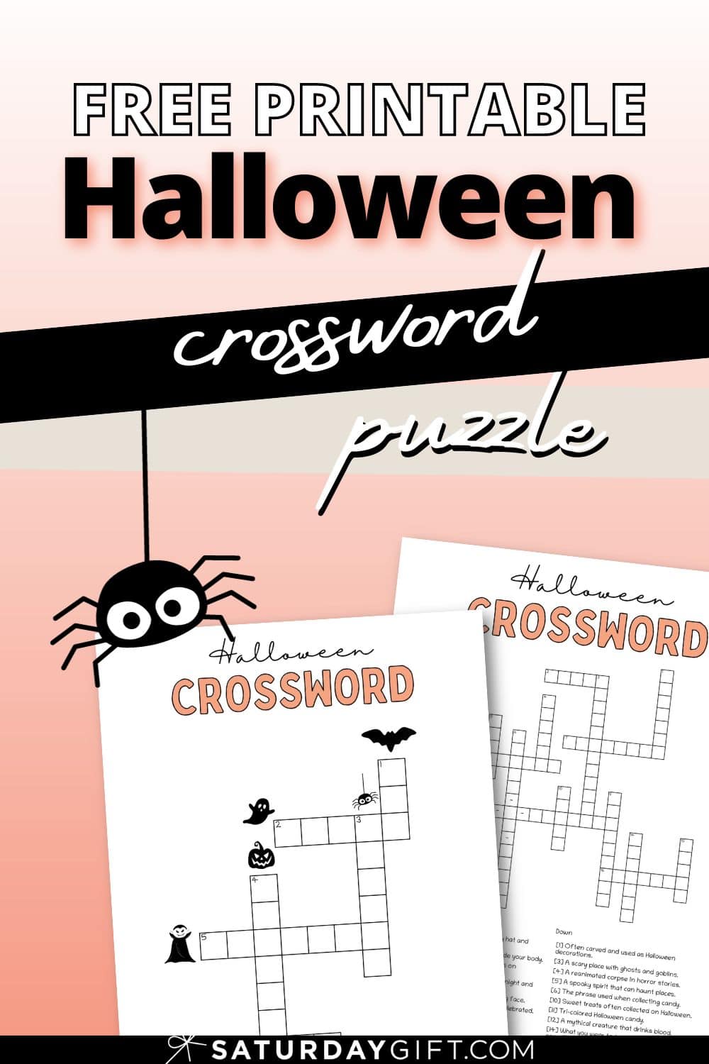 Halloween Crossword Puzzle - Cute & Free Printable | SaturdayGift