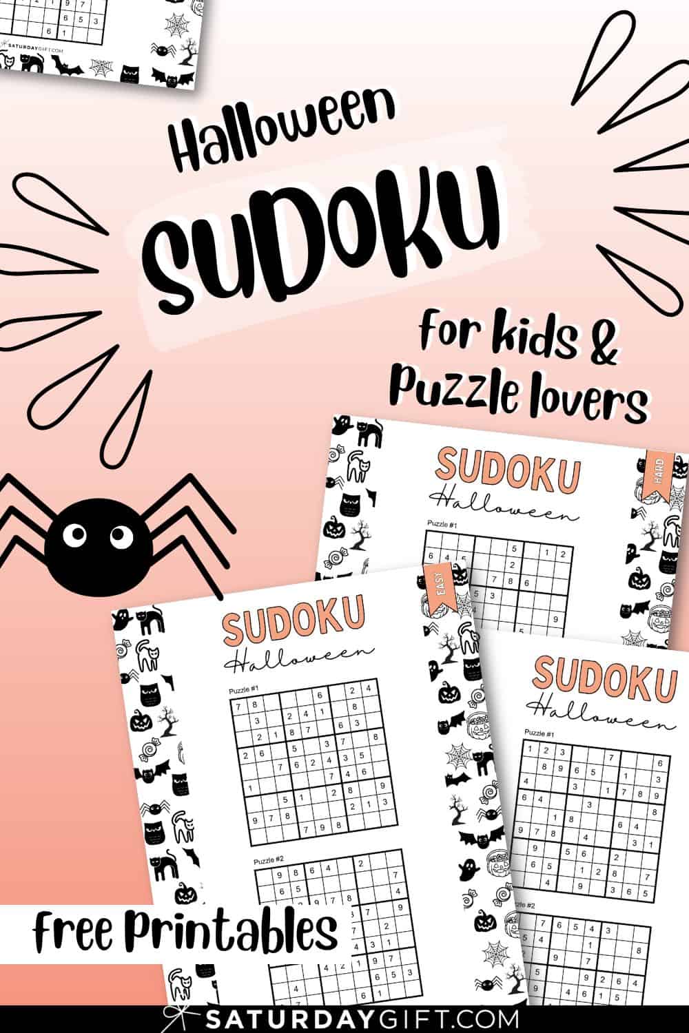 Halloween Sudoku Puzzles - Cute & Free Printables | SaturdayGift