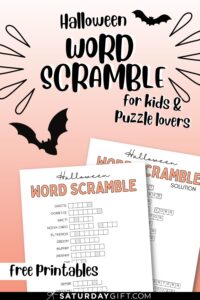 Halloween Word Scramble - Cute & Free Printable | SaturdayGift