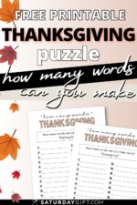 How Many Words Can You Make From Thanksgiving - Worksheet