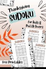 Thanksgiving Sudoku Puzzles - Cute & Free Printables | SaturdayGift