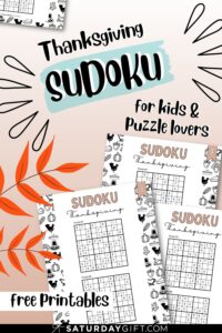 Thanksgiving Sudoku Puzzles - Cute & Free Printables | SaturdayGift