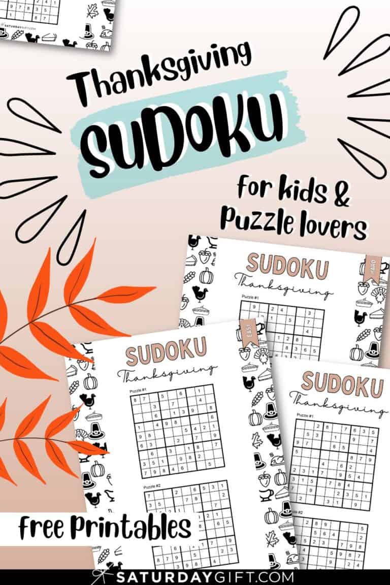 Thanksgiving Sudoku Puzzles - Cute & Free Printables | SaturdayGift