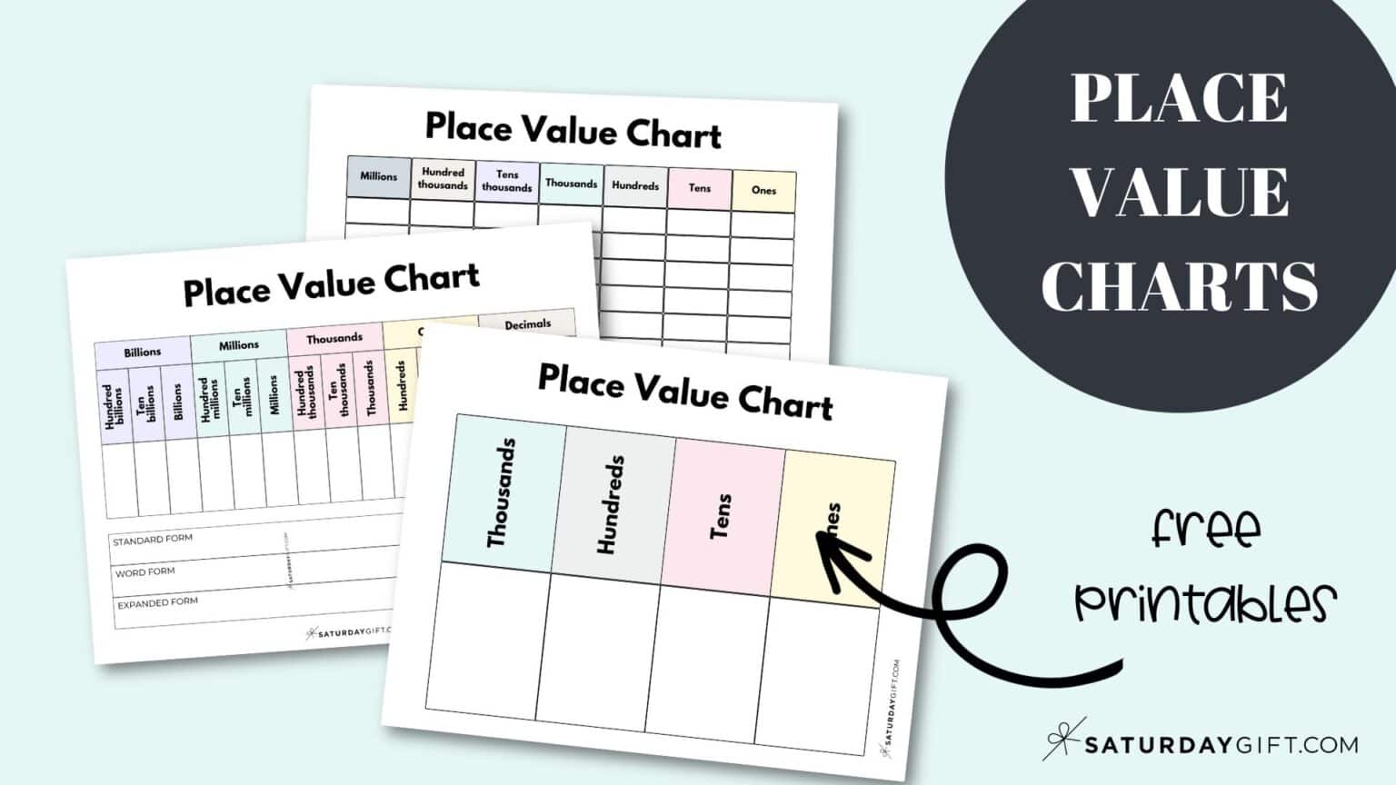 Place Value Chart - 14 Printable Ones Tens Hundreds Thousands Charts