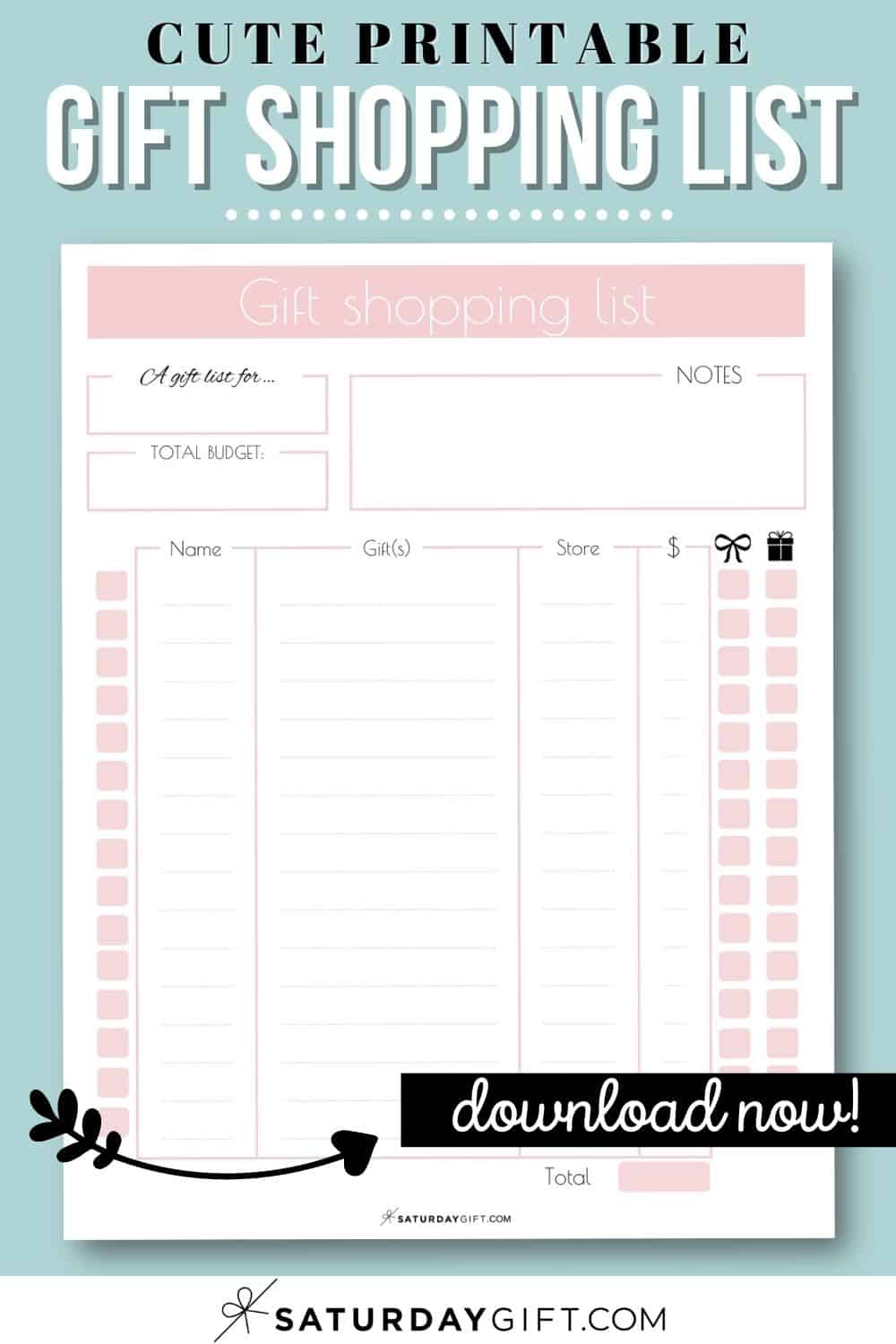Cute Gift Shopping List to Stay Extra Organized {Free Printable}