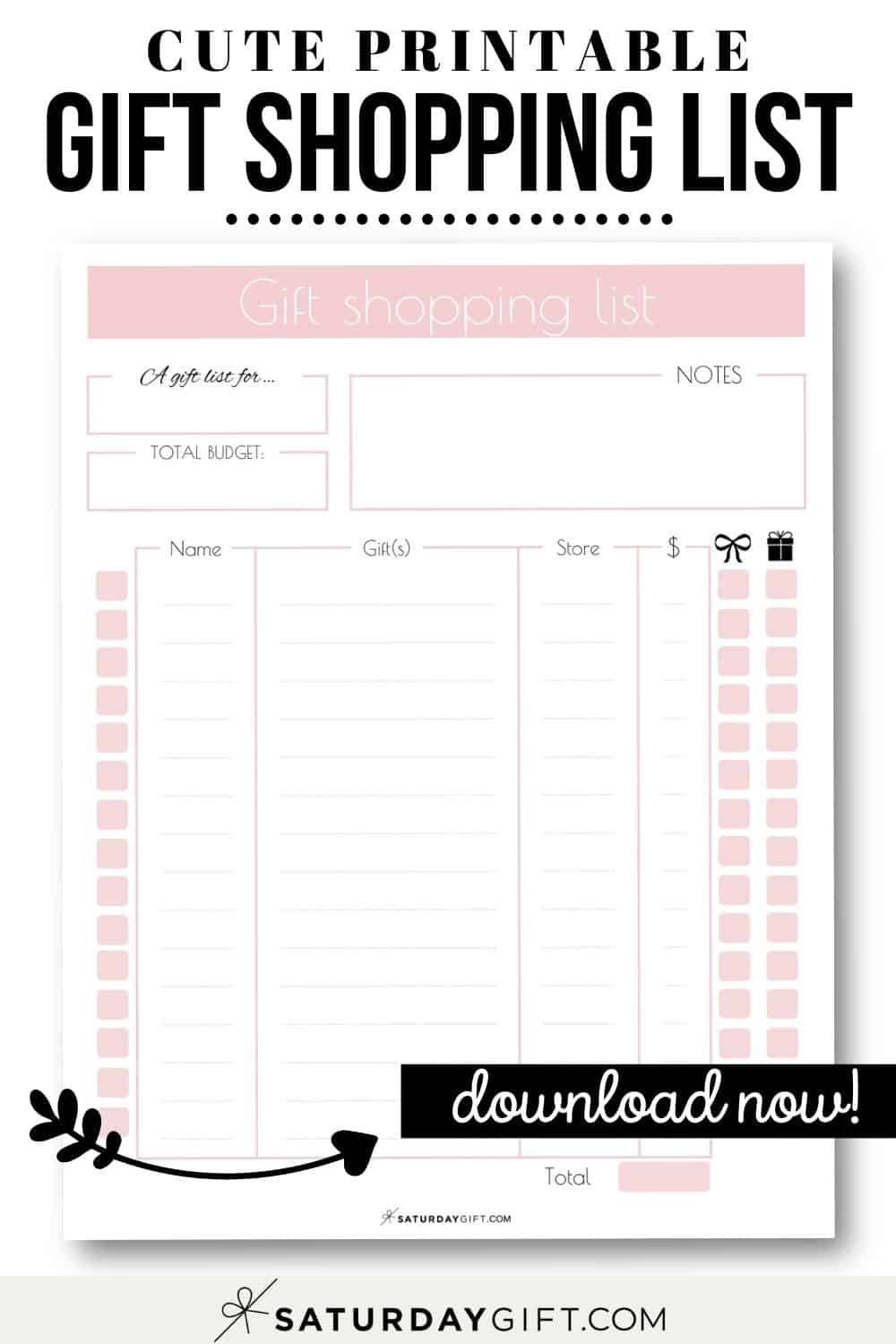 Cute Gift Shopping List to Stay Extra Organized {Free Printable}