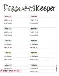 Password Tracker Printable - 15 Cute & Free Password Keepers