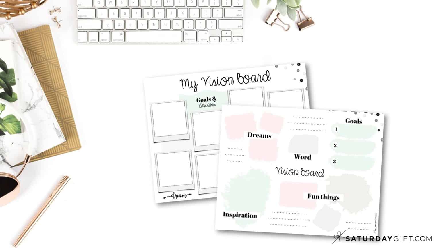 Vision Board Template - 27 Cute (&Free) Dream Board Printables