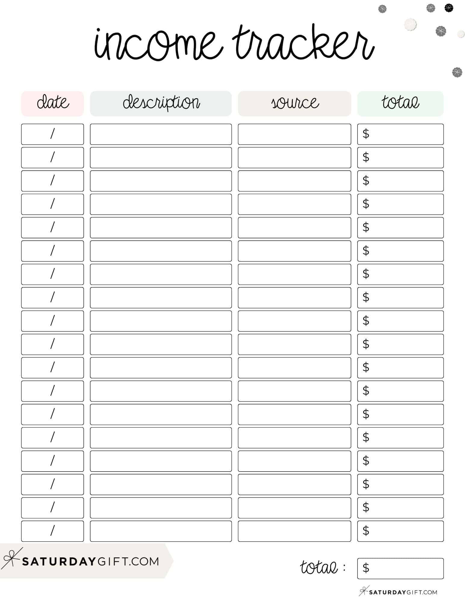 Income Tracker Printable - 19 Cute & Free Printable Templates