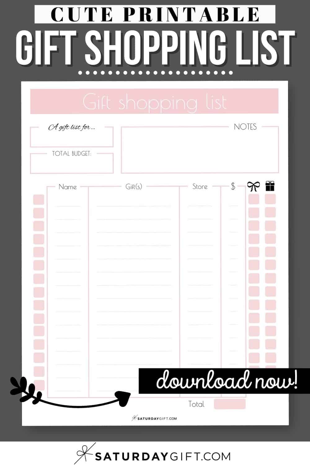 Cute Gift Shopping List to Stay Extra Organized {Free Printable}