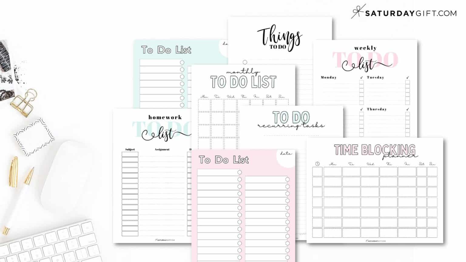 To-Do List Template - 29 Cute & Free Printable To-Do Lists | SaturdayGift