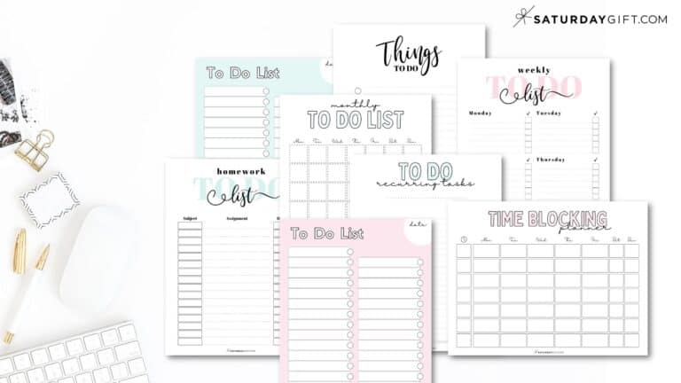 To-Do List Template - 29 Cute & Free Printable To-Do Lists | SaturdayGift