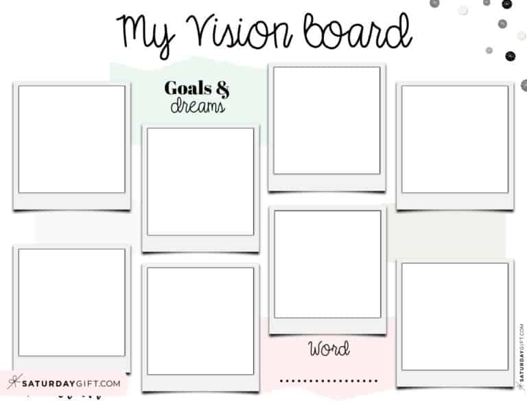 Vision Board Template - 27 Cute (&Free) Dream Board Printables