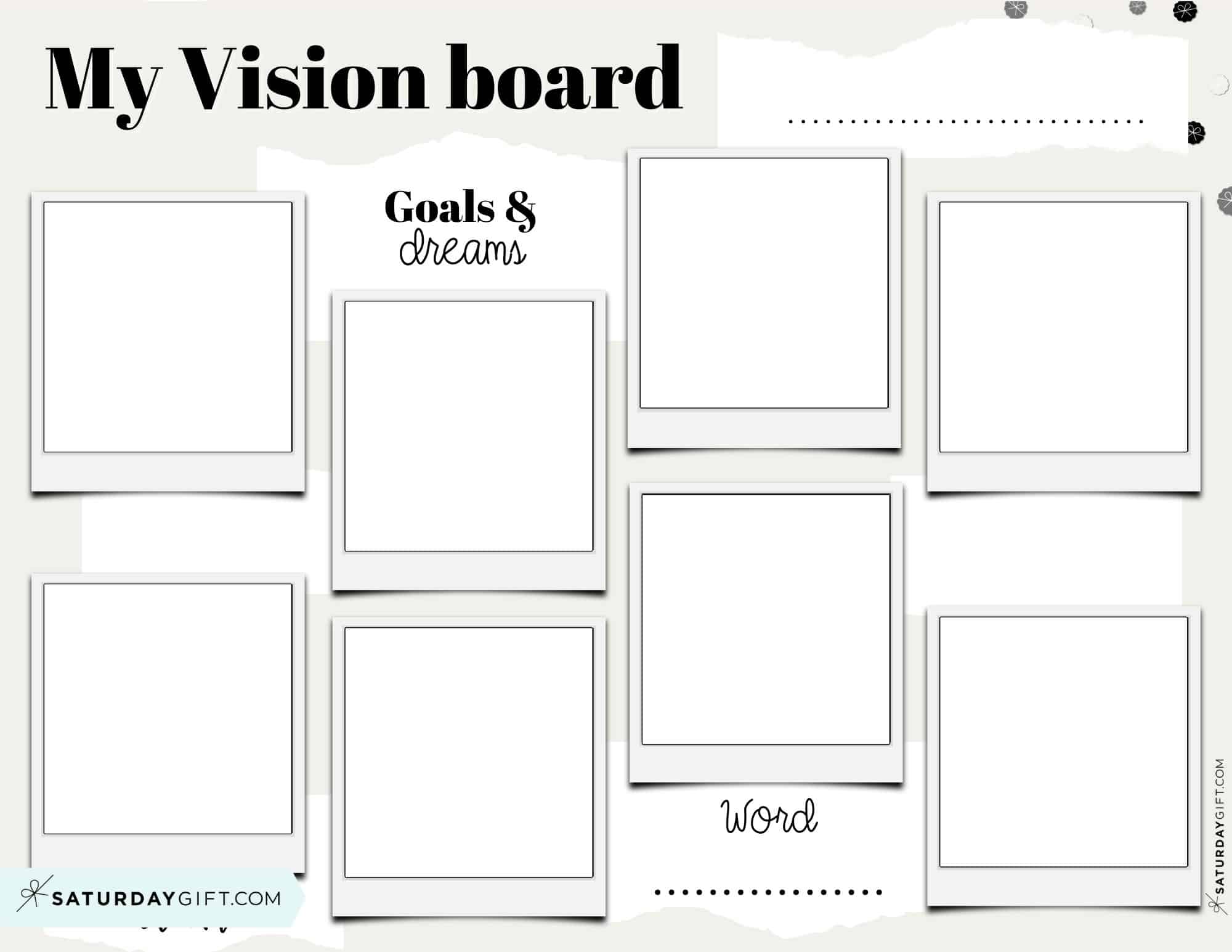 Vision Board Template - 27 Cute (&Free) Dream Board Printables