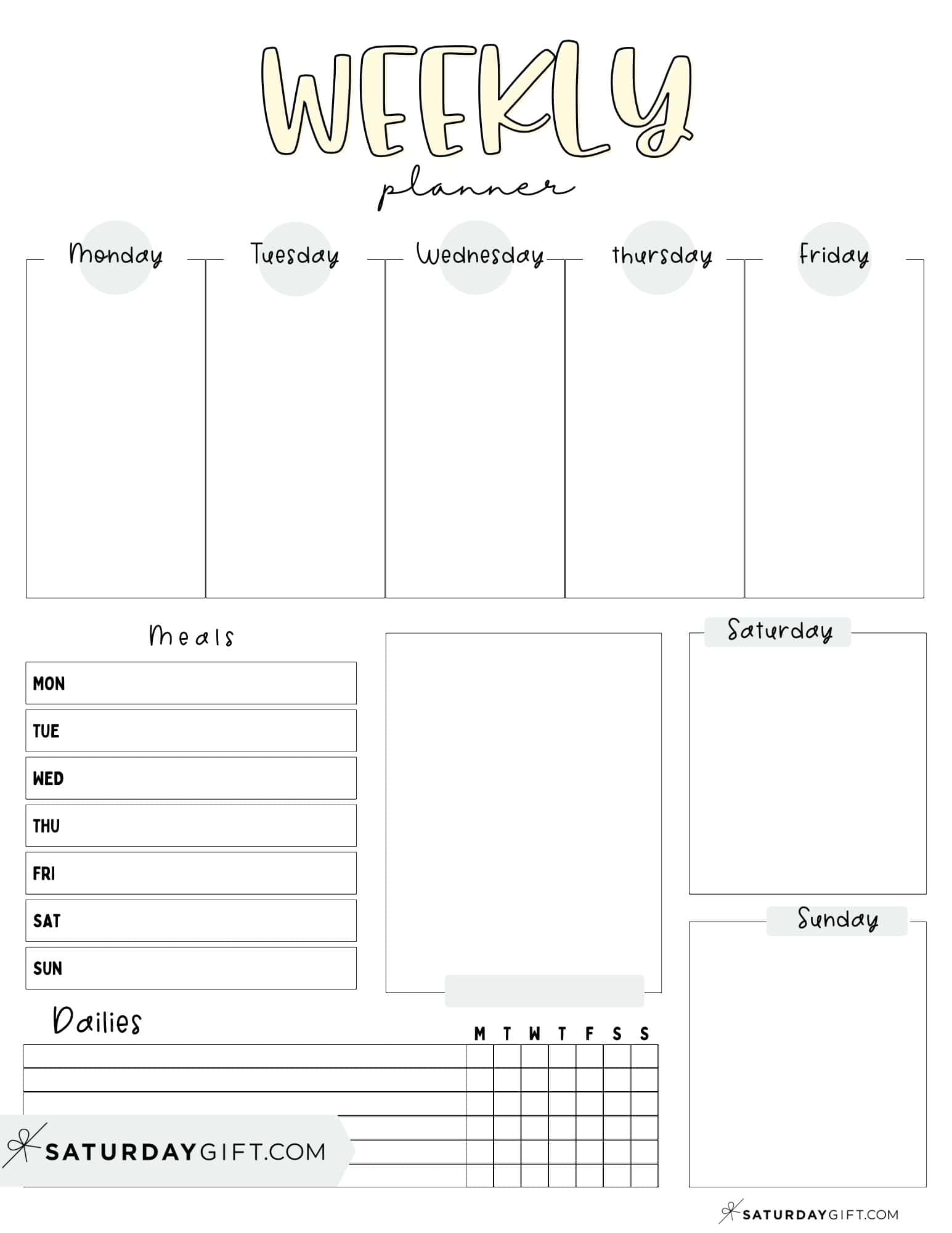 Weekly planner printable - 39 cute free weekly calendar templates ...