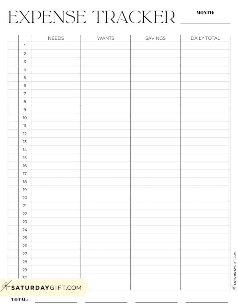 Expense Tracker Printable - 26 cute & Free Spending Logs