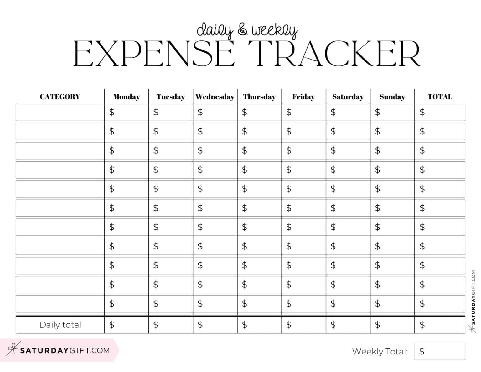 Expense Tracker Printable - 26 cute & Free Spending Logs