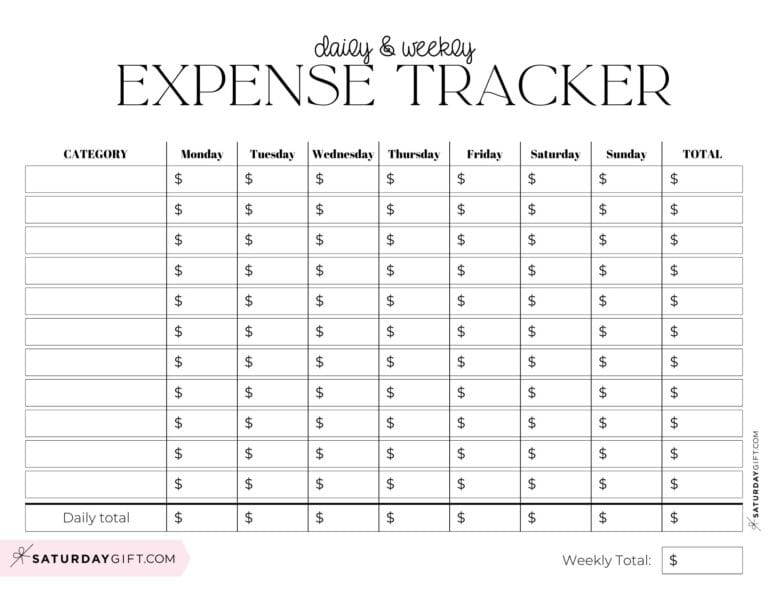 Expense Tracker Printable - 26 cute & Free Spending Logs
