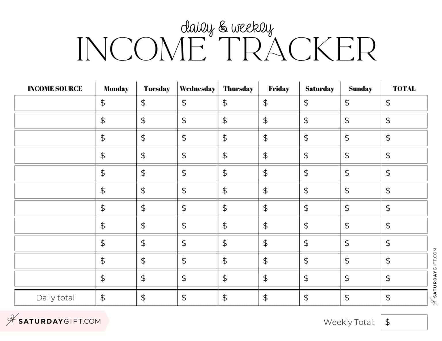 Income Tracker Printable - 19 Cute & Free Printable Templates