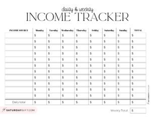Income Tracker Printable - 19 Cute & Free Printable Templates