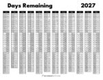 Day numbers for 2027 - What day is it?