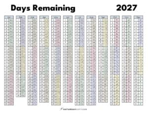 Day numbers for 2027 - What day is it?