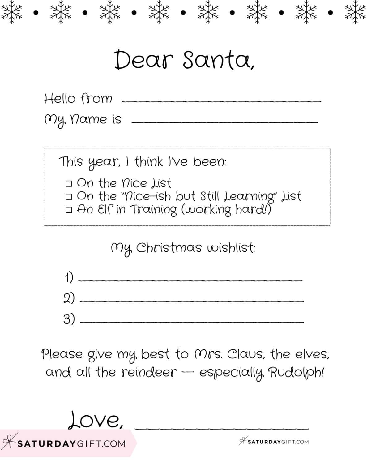 Letter to Santa – 12 Free Printable Dear Santa Letters for Kids