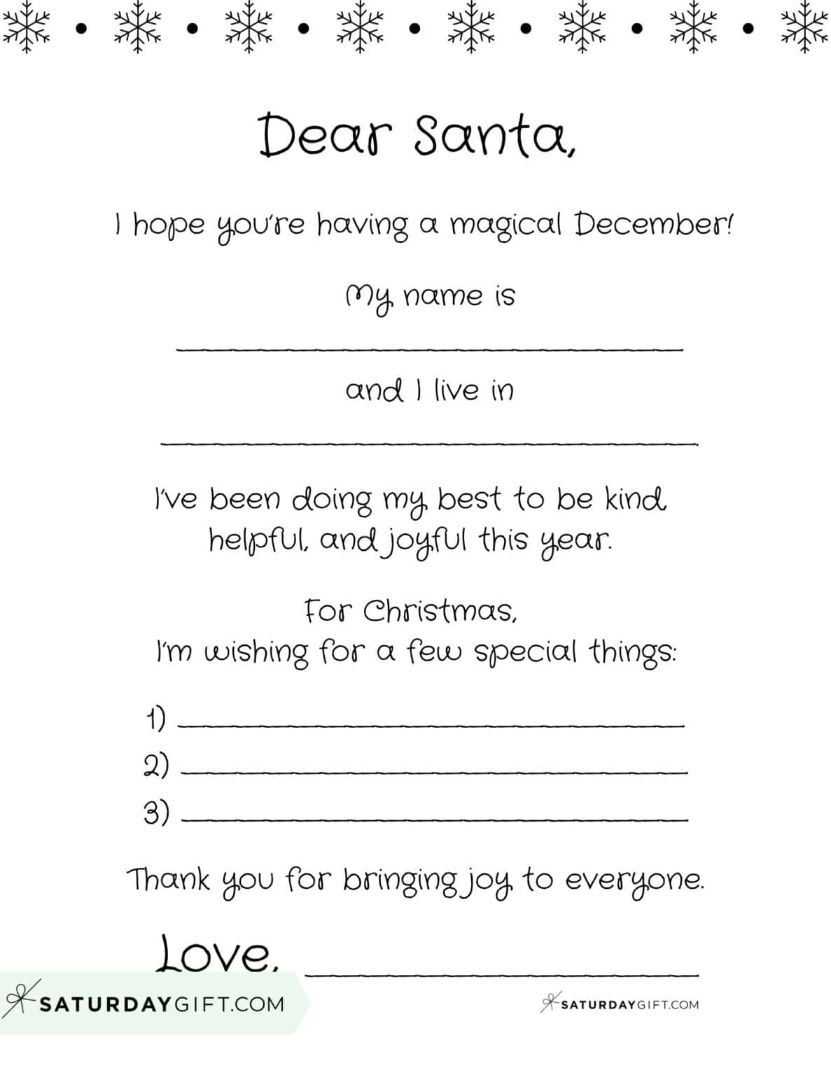 Letter to Santa – 12 Free Printable Dear Santa Letters for Kids