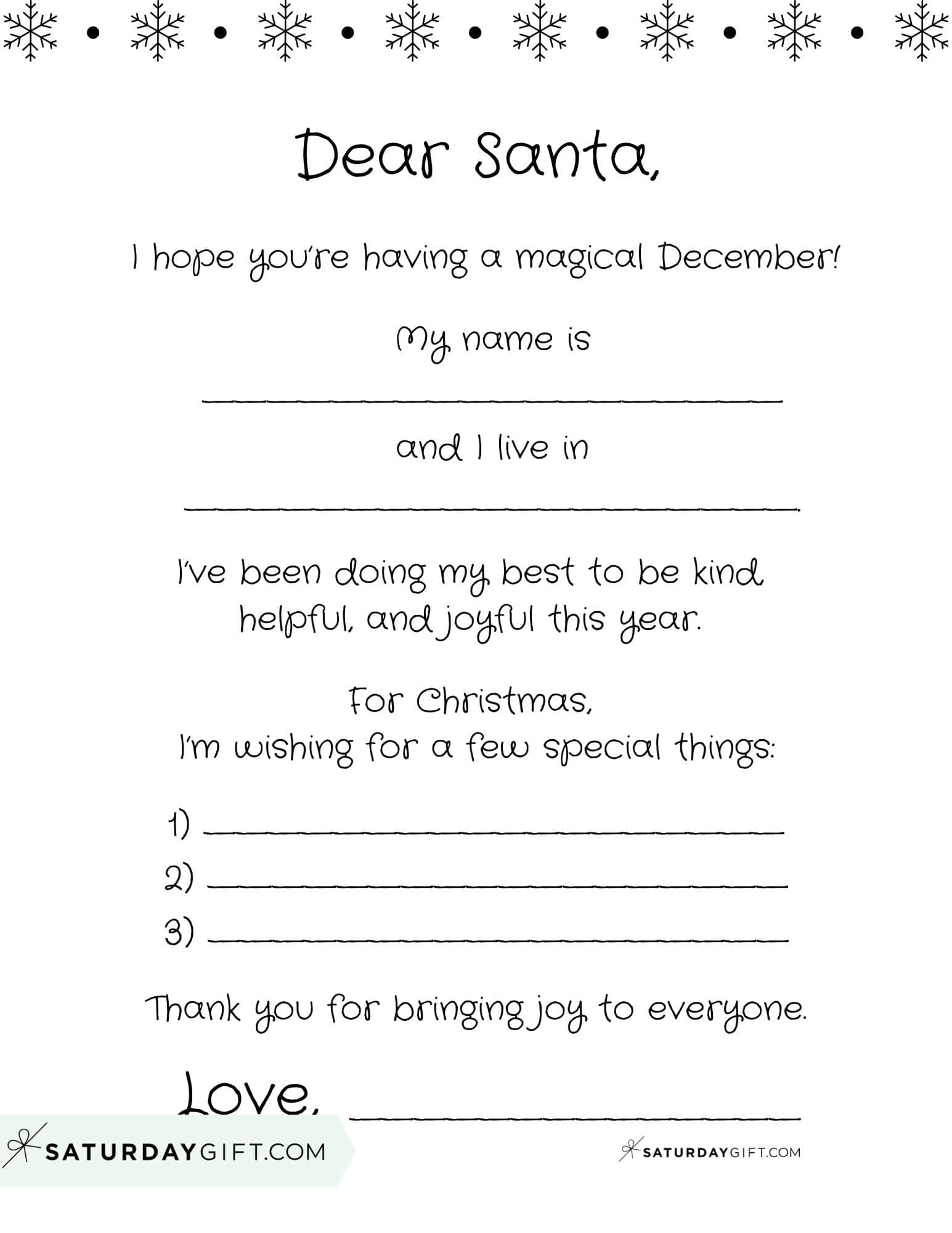 Letter to Santa – 12 Free Printable Dear Santa Letters for Kids