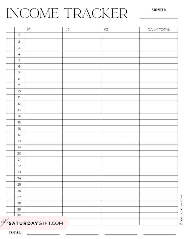 Income Tracker Printable - 19 Cute & Free Printable Templates
