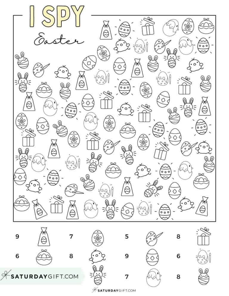 Easter I Spy printable - Cute & Free | SaturdayGift