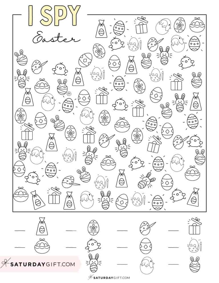 Easter I Spy printable - Cute & Free | SaturdayGift