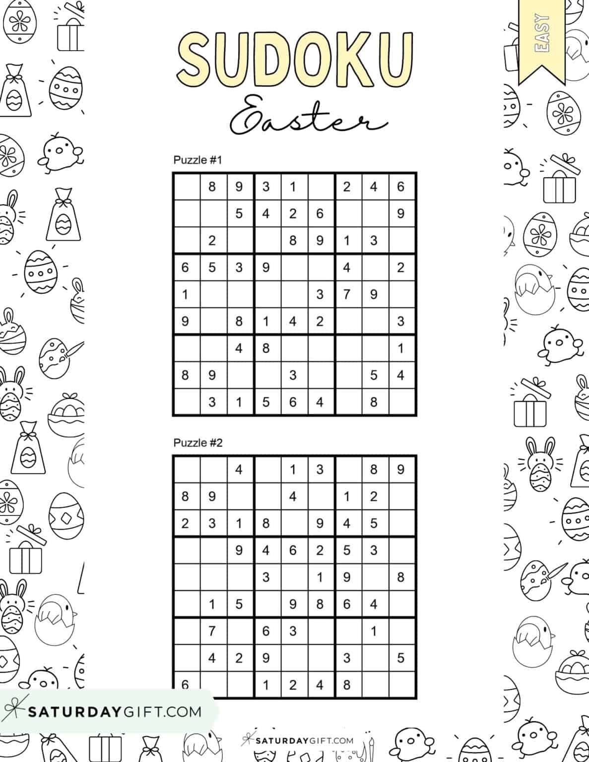 Easter Sudoku Puzzles - Cute & Free Printables | SaturdayGift