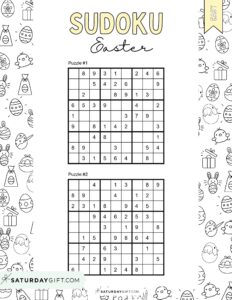 Easter Sudoku Puzzles - Cute & Free Printables | SaturdayGift