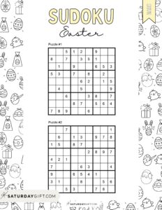Easter Sudoku Puzzles - Cute & Free Printables | SaturdayGift